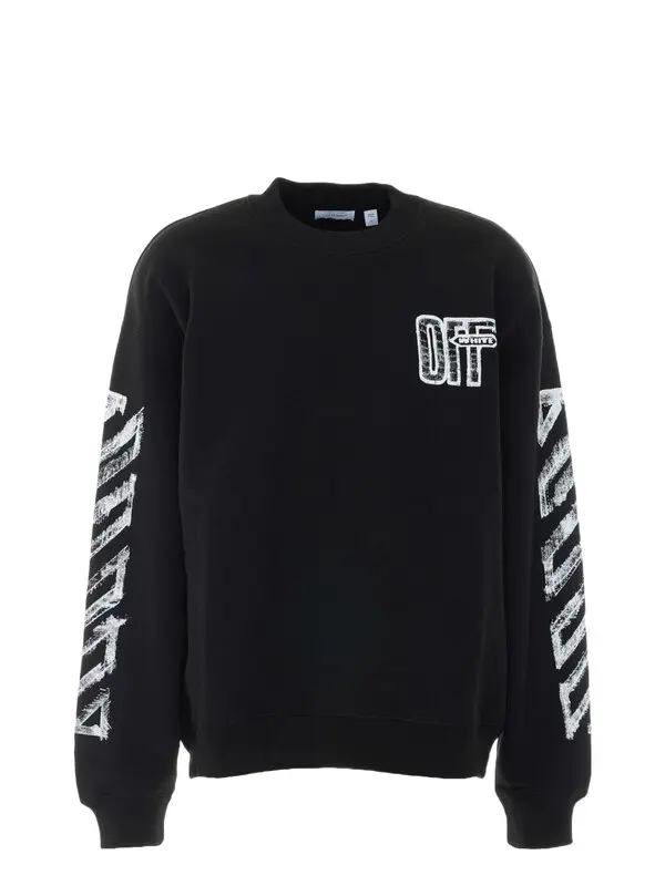 Off-White Long Sleeve Sweatshirt With Graphic Detail - Black