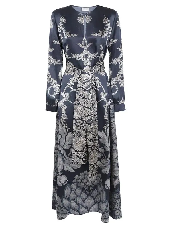 PIERRE-LOUIS MASCIA Printed Long Sleeve Maxi Dress - Black