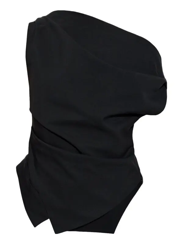 RÓHE Off-the-shoulder Pleated Top With Asymmetrical Hem - Black