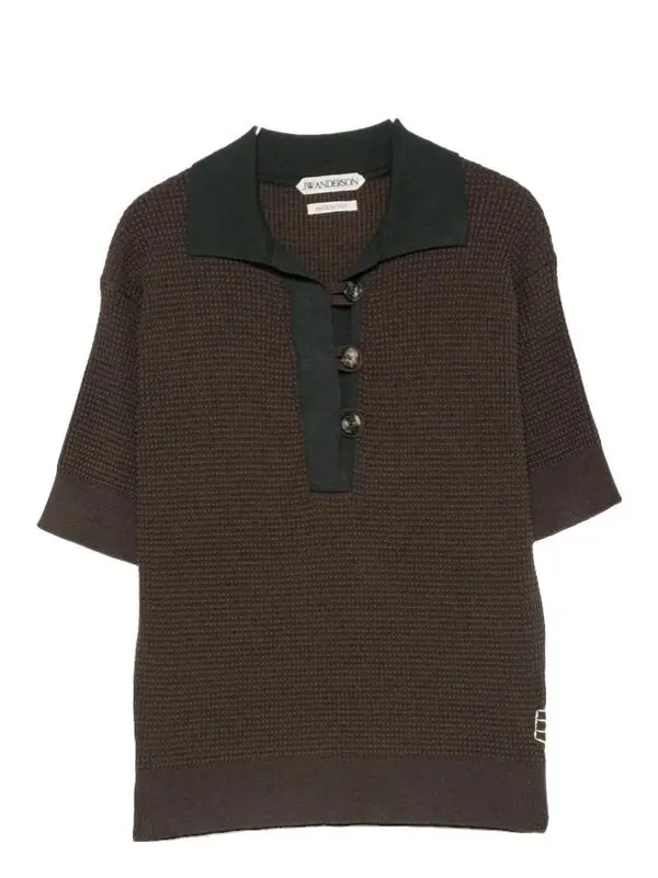 J.W.ANDERSON Knitted Short-sleeved Polo Shirt - Black