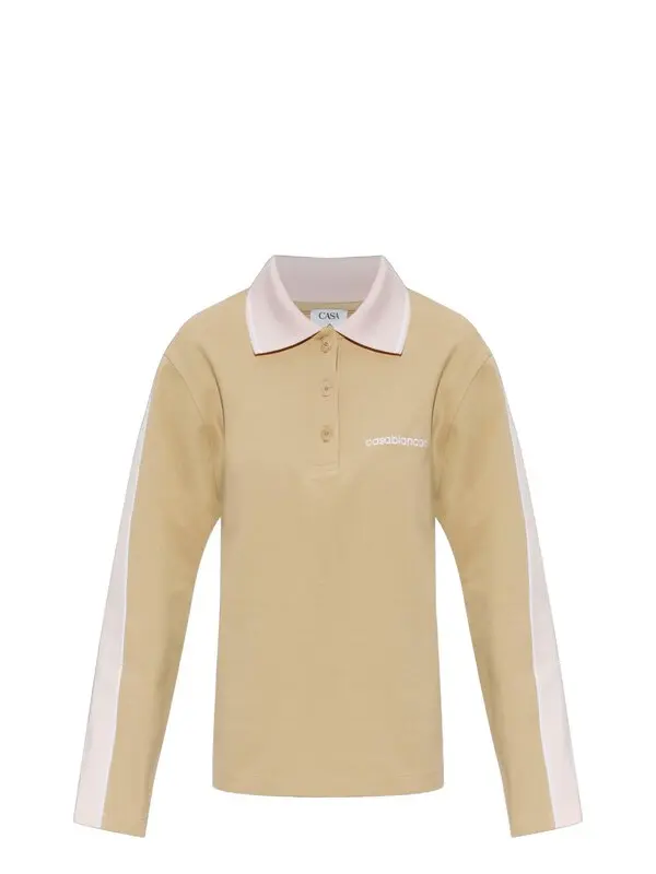 Casablanca Long-sleeve Polo Shirt With Striped Cuffs - Nude