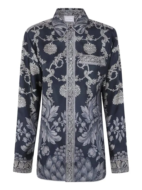 PIERRE-LOUIS MASCIA Printed Long Sleeve Shirt - Black