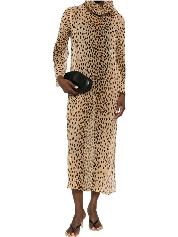 Cult Gaia Leopard Print Hooded Long Sleeve Dress - Nude