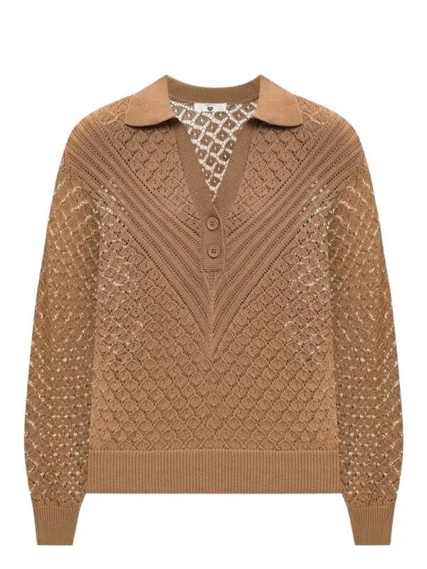 TWINSET V-neck Openwork Knit Sweater - Brown