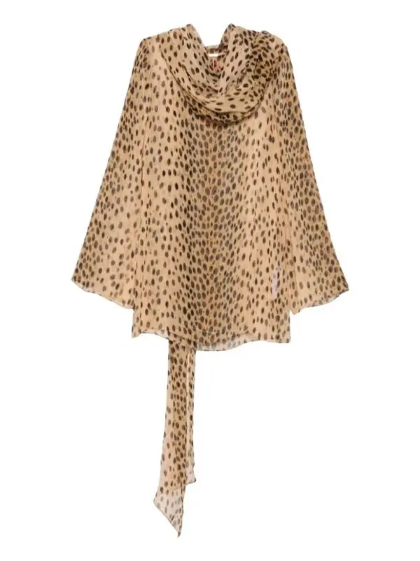 Cult Gaia Beaux Cheetah Print Hooded Blouse - Nude
