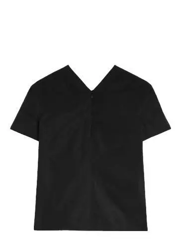 JIL SANDER Short Sleeve V-neck Technical Radzmir Top - Black