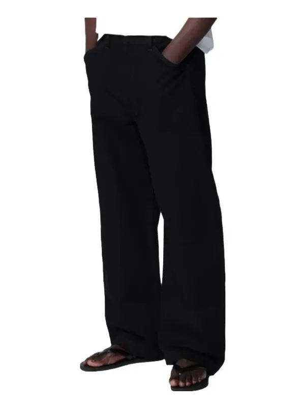LEMAIRE Wide-leg Cotton Trousers - Black