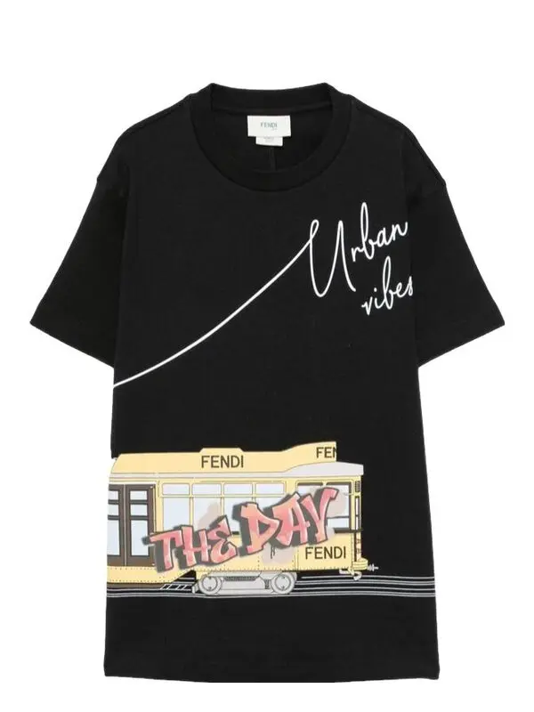 Fendi Graphic Print T-shirt - Black