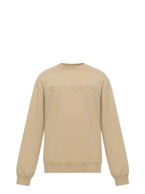 Balmain Long Sleeve Crewneck Sweatshirt - Beige