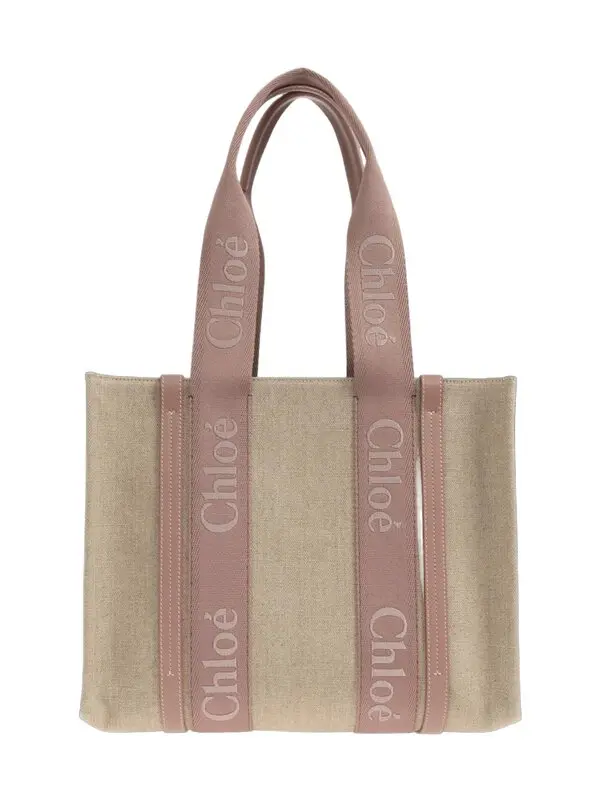 Chloé Woody Medium Logo Tote Bag - Nude
