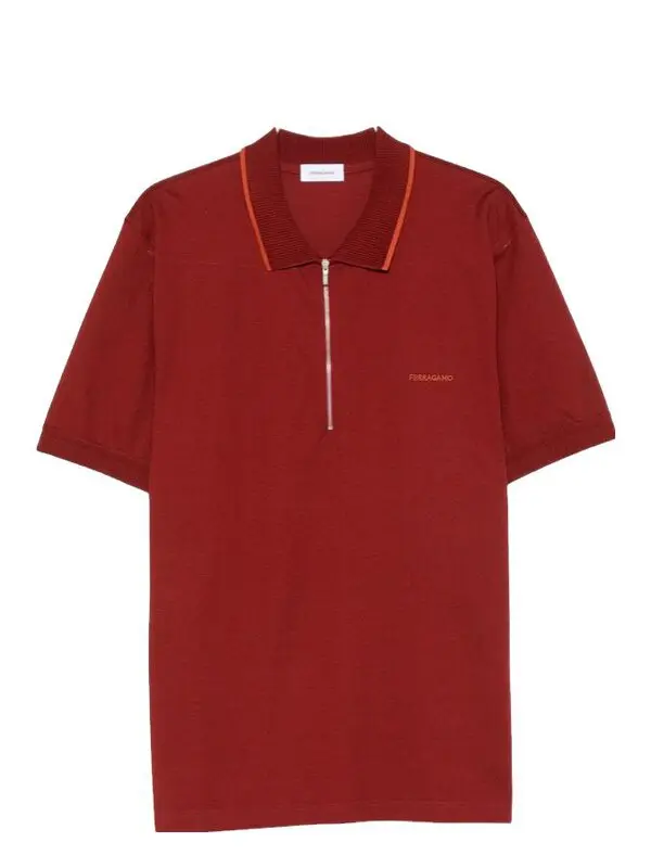FERRAGAMO Short-sleeved Polo Shirt - Red