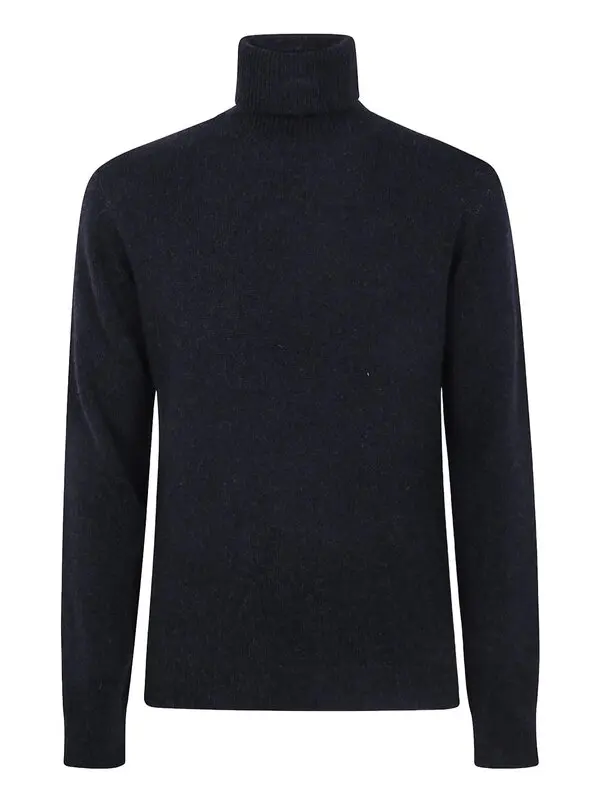 NUUR Long Sleeve Turtleneck Sweater With Ribbed Trim - Black