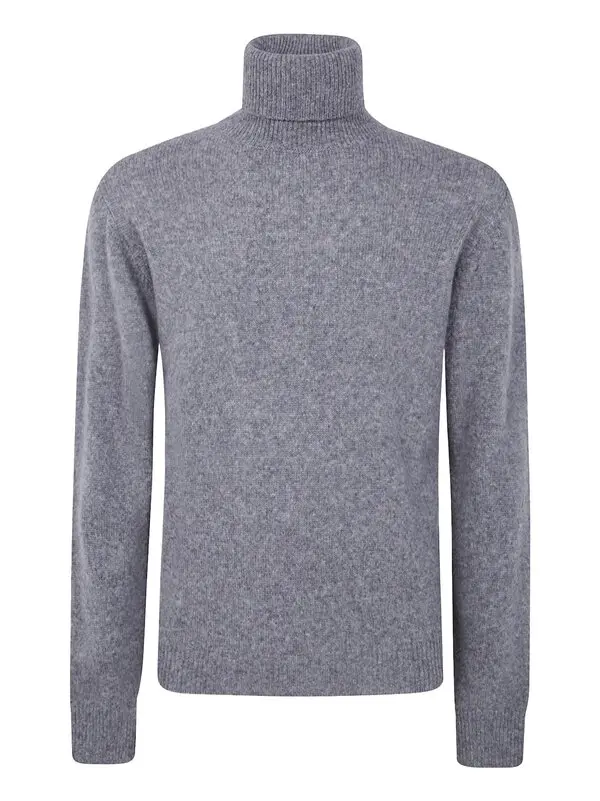 NUUR Roll Neck Wool Sweater - Mixed Grey