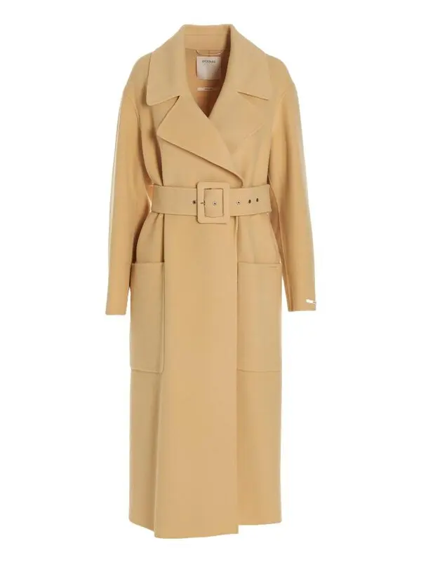 Sportmax Logo Lapel Wool Coat - Nude