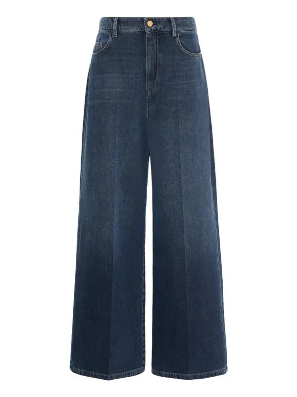 Max Mara High-rise Wide-leg Tailored Jeans - Navy