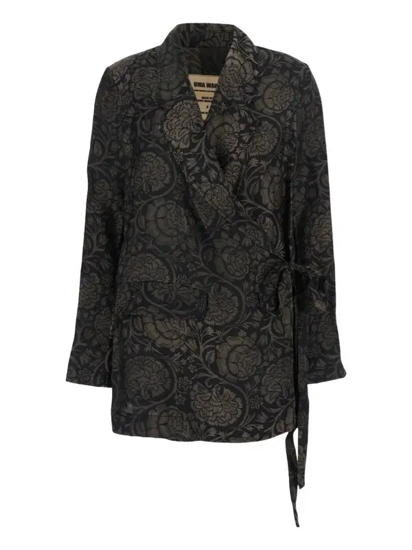 UMA WANG Long-sleeved Printed Jacket With Side Ties - Black