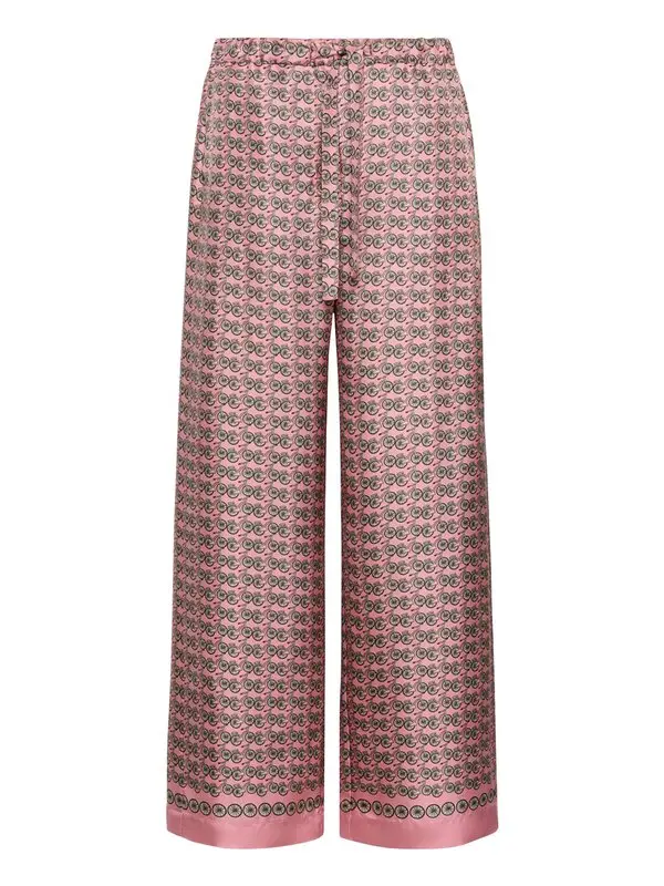 Max Mara Silk Bicycle Print Wide-leg Trousers - Pink