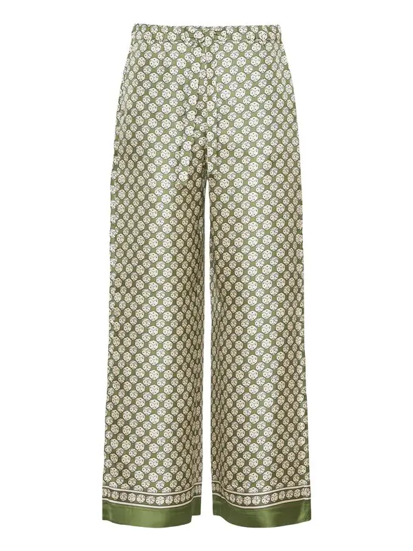 Max Mara Silk Twill Printed Wide-leg Trousers - Brown