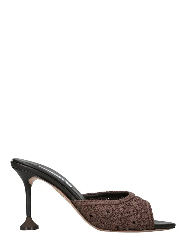 AQUAZZURA Woven Loom 85 Mules - Brown