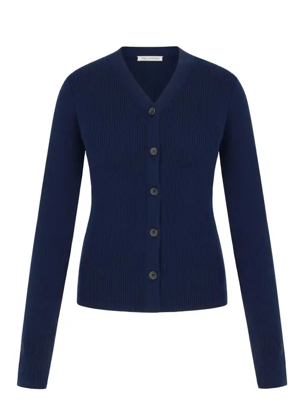 EMILIA WICKSTEAD Ash Cardigan In Merino Wool - Navy
