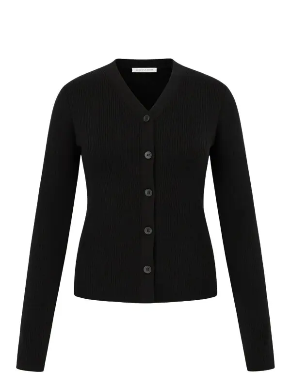 EMILIA WICKSTEAD Black Cashfeel Merino Wool Cardigan - Rose