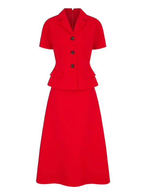 EMILIA WICKSTEAD Alexina Dress In Wool Crepe - Red