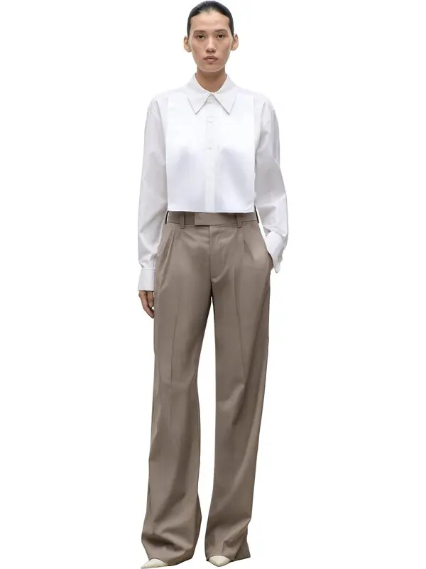 Victoria Beckham Wool & Mohair Blend Trousers - Beige