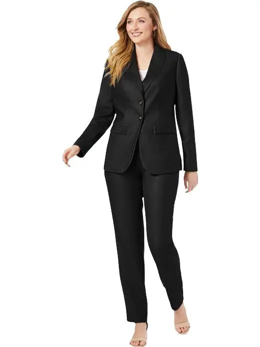 JESSICA LONDON Two-piece Stretch Crepe Single-breasted Pantsuit - Black