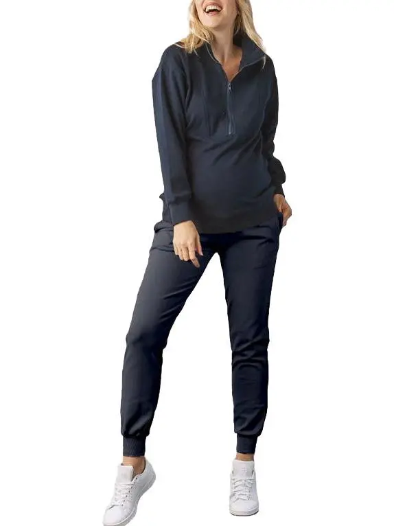 ANGEL MATERNITY Maternity/nursing 2-piece Track Set - Navy