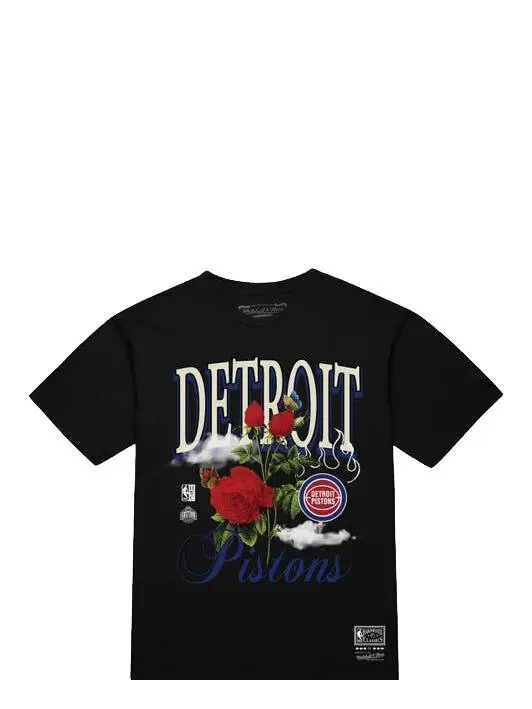 Mitchell & Ness Detroit Pistons Floral Graphic T-shirt - Black