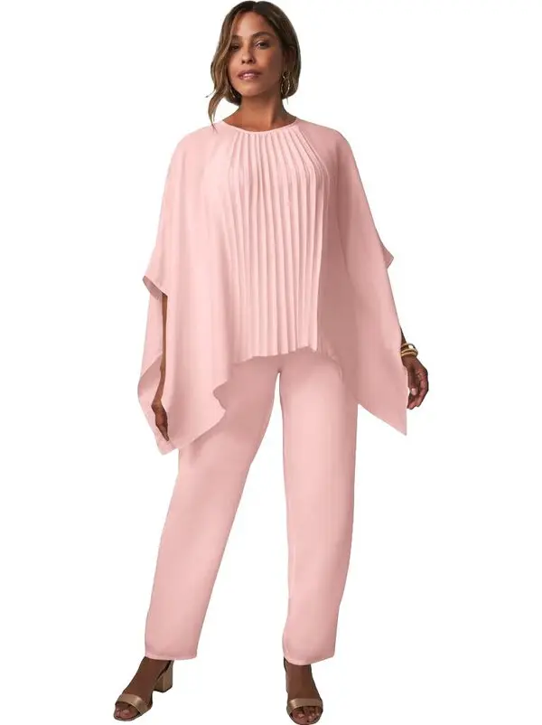 JESSICA LONDON Georgette Two-piece Pant Set - Soft Blush