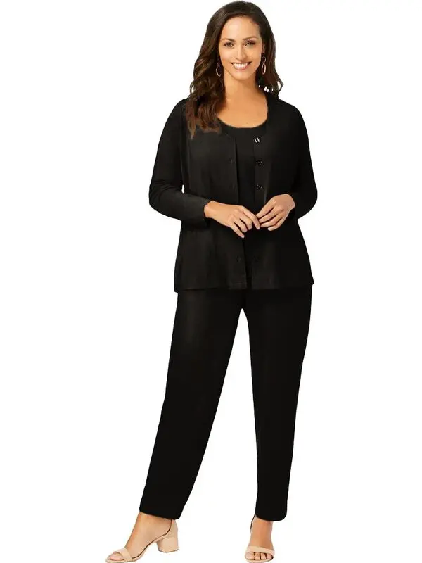 JESSICA LONDON Stretch Knit Four-piece Wardrobe Set - Black