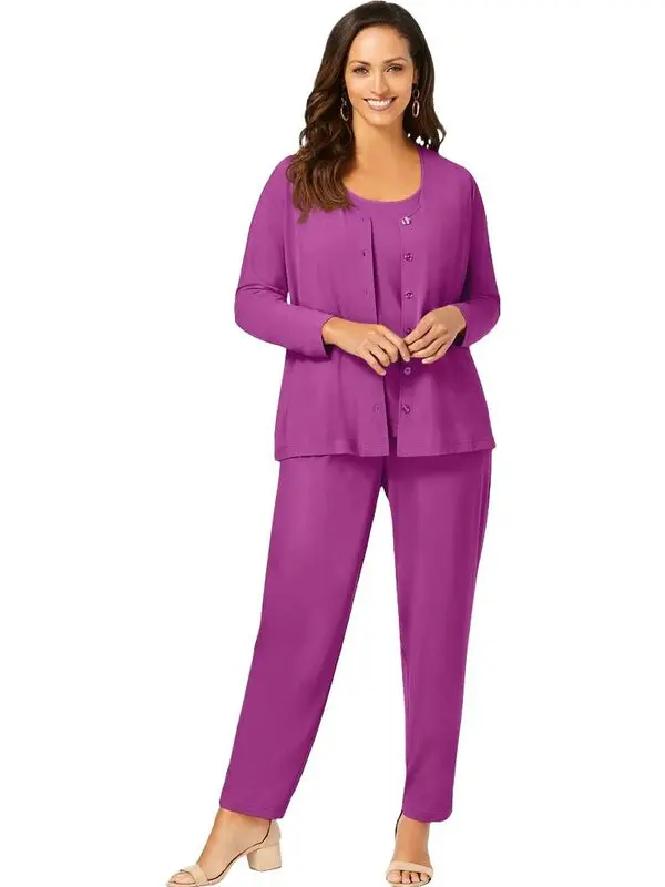JESSICA LONDON Stretch Knit 4-piece Wardrober - Deep Orchid