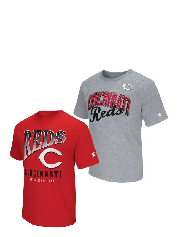 STARTER Heather Gray Cincinnati S Two-pack T-shirt Set - Red