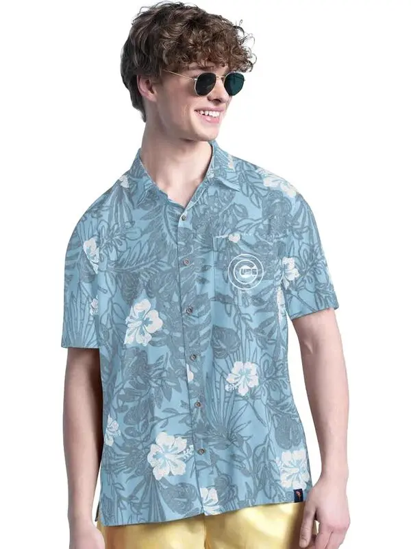 MARGARITAVILLE Chicago Cubs Palm Shade Party Button-up Shirt - Blue