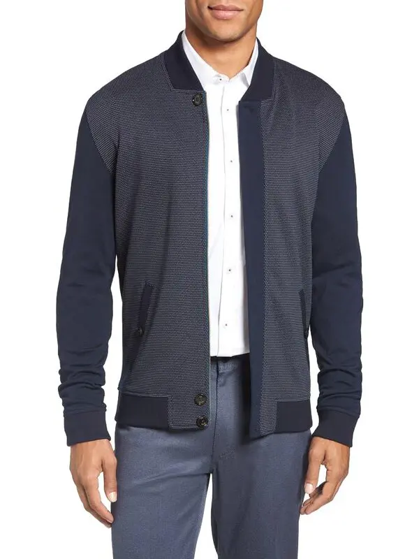 Ted Baker London Zip-up Pin Dot Jacket - Navy