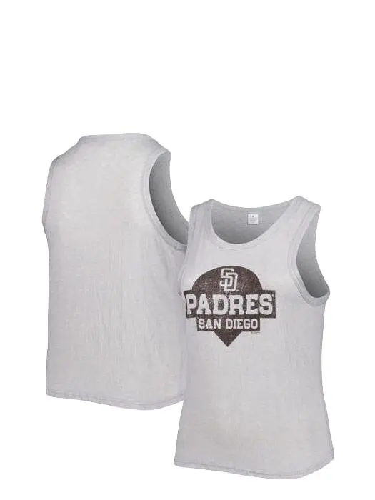 SOFT AS A GRAPE San Diego Padres High Neck Tri-blend Tank Top - Gray
