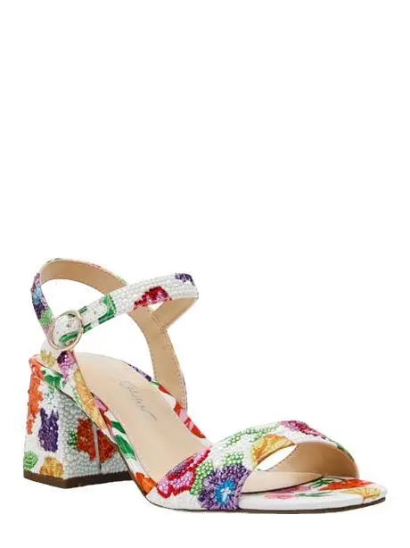 Betsey Johnson Tamy Embellished Floral Ankle Strap Sandals - Bright Multi