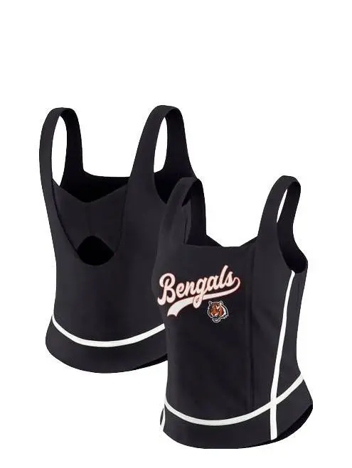WEAR BY ERIN ANDREWS Cincinnati Bengals Square Neck Tank Top - Black