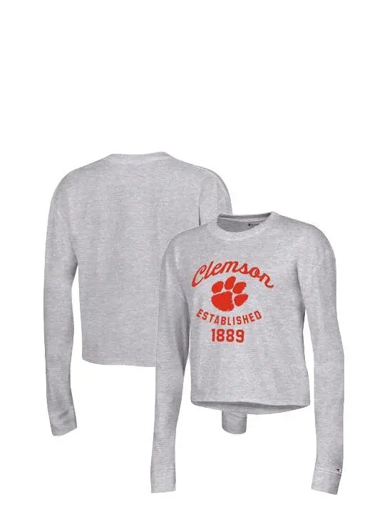 Champion Clemson Tigers Cropped Long Sleeve T-shirt - Gray