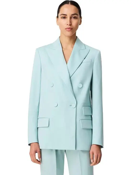 Another Tomorrow Relaxed Double Breasted Jacket - Mist