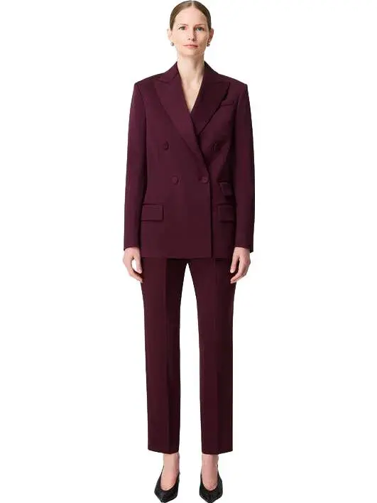 Another Tomorrow Relaxed Double Breasted Jacket - Plum