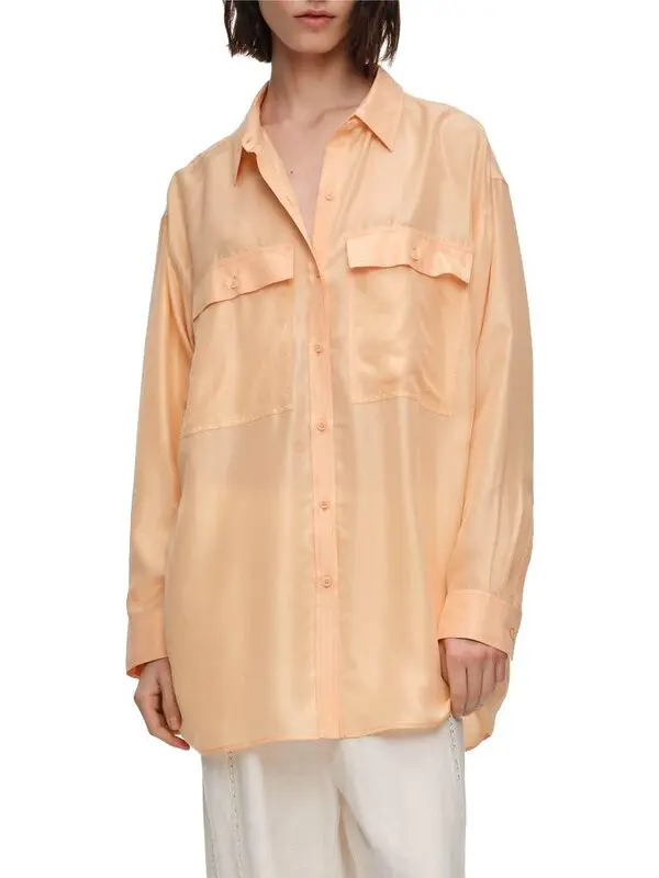 Bimba Y Lola Oversized Silk Long Shirt - Orange