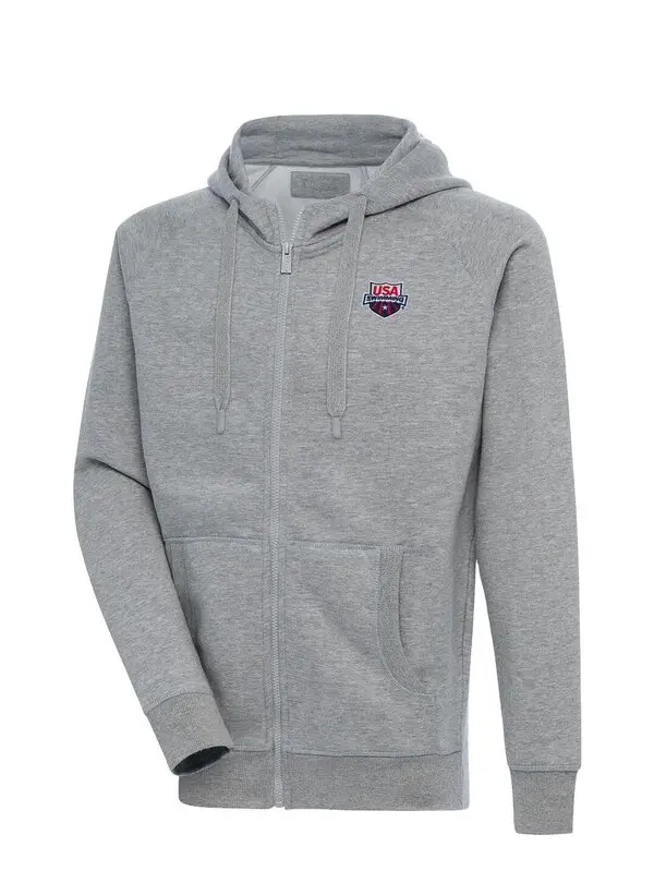 ANTIGUA Usa Swimming Victory Full-zip Hoodie - Heather Gray