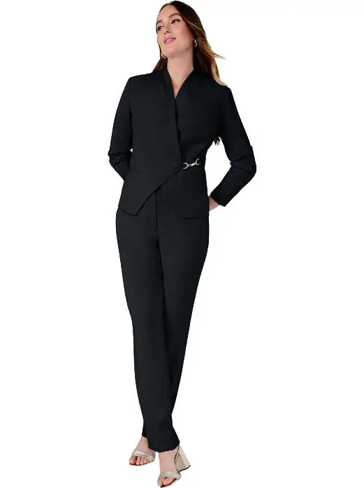 JESSICA LONDON Wrap Jacket Pantsuit - Black