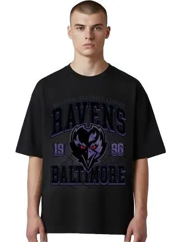 THE WILD COLLECTIVE Baltimore Ravens Graphic T-shirt - Black