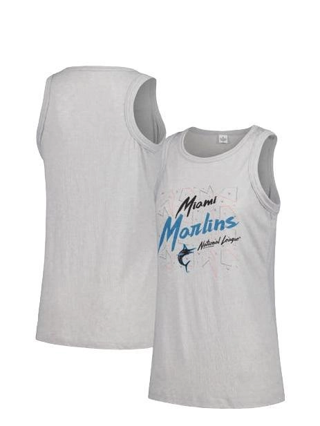 SOFT AS A GRAPE Miami Marlins High Neck Tank Top - Gray