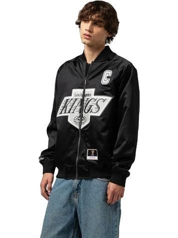 Mitchell & Ness Wayne Gretzky Los Angeles Kings Maxxed Out Full-zip Satin Bomber Jacket - Black