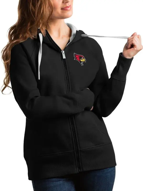 ANTIGUA Illinois State Redbirds Victory Full-zip Hoodie - Black