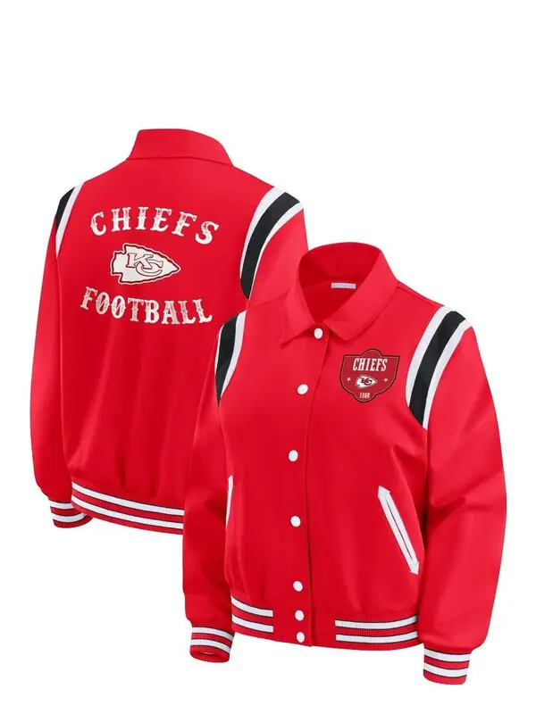 WEAR BY ERIN ANDREWS Kansas City Chiefs Varsity Lightweight Full-snap Jacket - Red